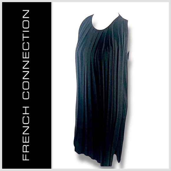 French Connection | Dresses | French Connection Black Satin Pleated ...